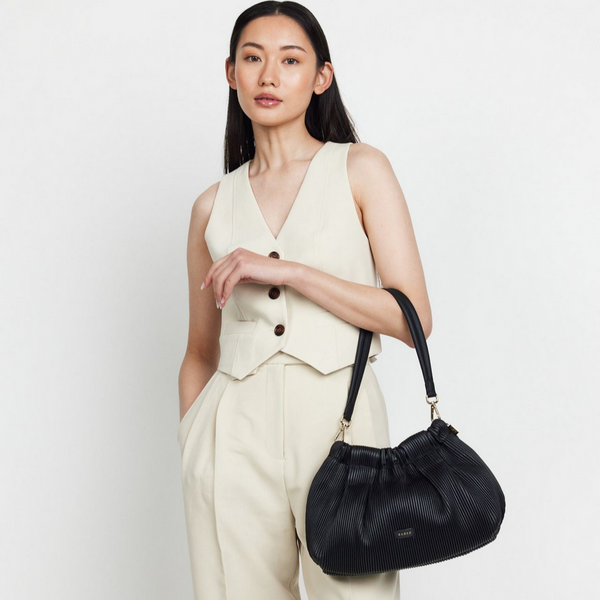 Alya Shoulder Bag - Black Licorice Pleat, Saben – The Urban Studio